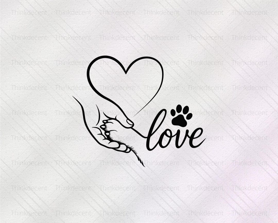 Dog Paw Hand Heart Svg, Paw and Human Hand Print, Dog Paw Shirt, Pet ...