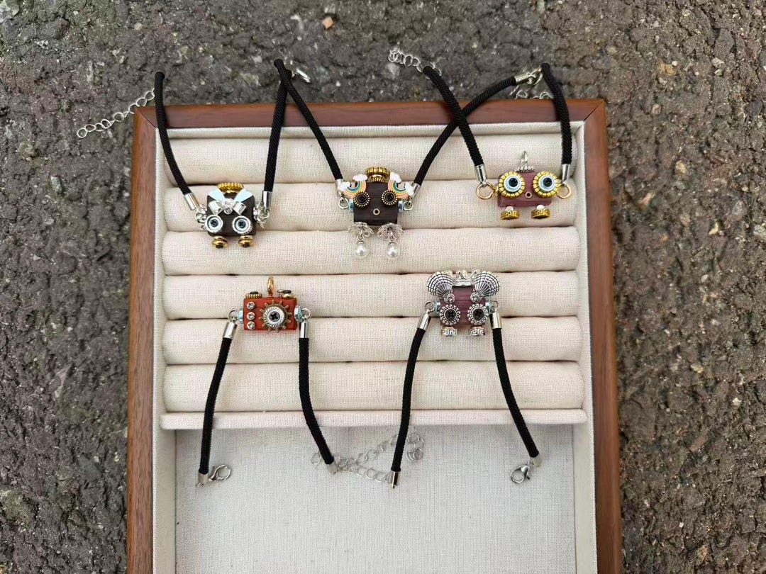 Punk Steampunk Robot Bracelet,punk Wooden Robot Adjustable Bracelet ...