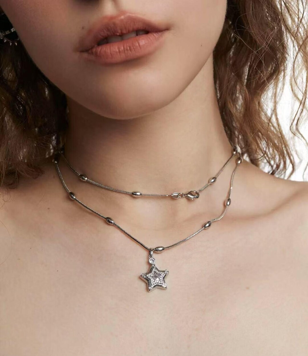 Punk-style Star Necklace,y2k Star Necklace,simple Double-layer Star ...