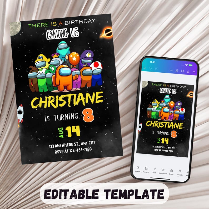 Among Us Invitation Birthday Invitation | Kids Birthday Invitation ...