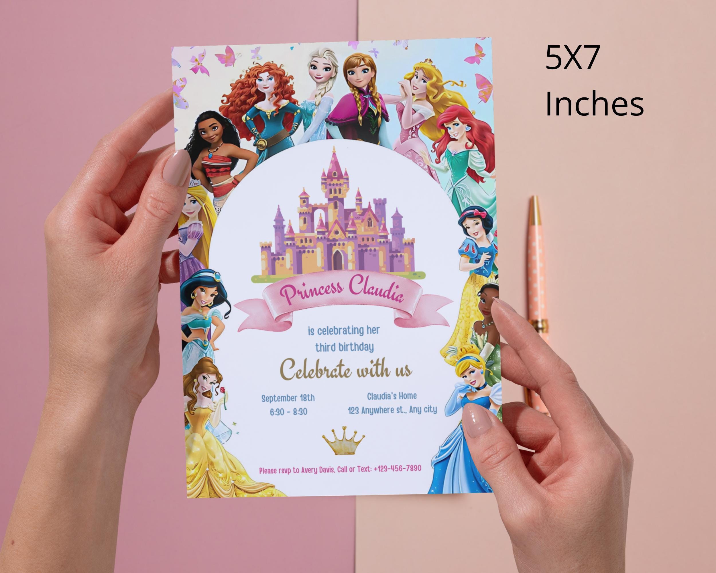 Editable Disney Princess Invitation, Princess Birthday Invitation ...