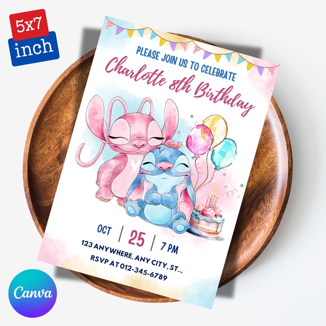Stitch Editable Birthday Invitation, Printable Birthday Party Evite ...