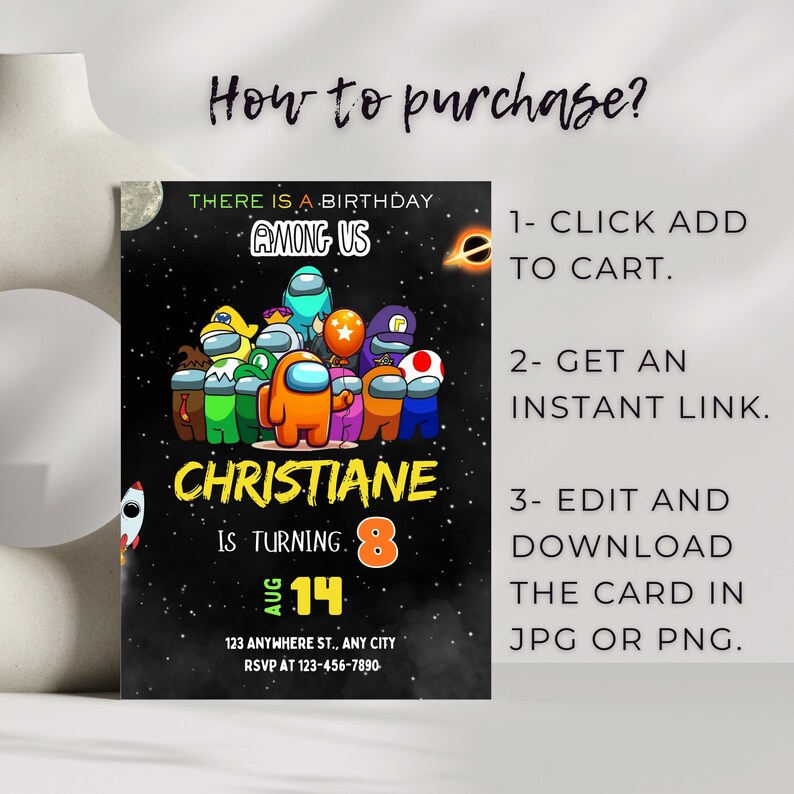 Among Us Invitation Birthday Invitation | Kids Birthday Invitation ...