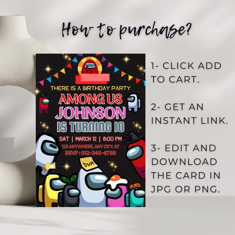 Among Us Invitation Birthday Invitation | Kids Birthday Invitation ...