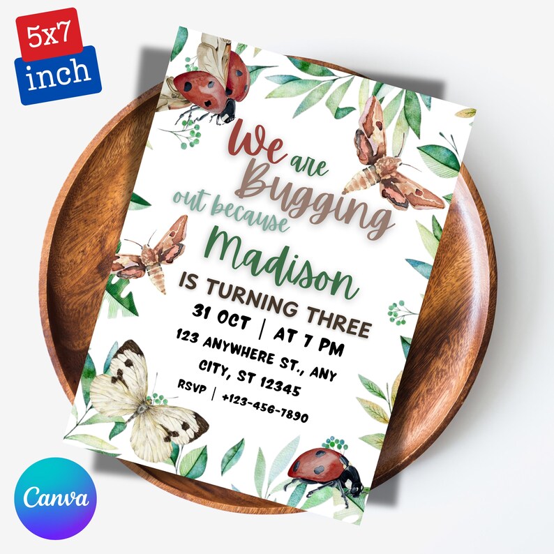 Editable Bug Birthday Invitation - Boy Insect Party Invite - Insect ...