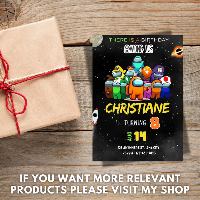Among Us Invitation Birthday Invitation | Kids Birthday Invitation ...
