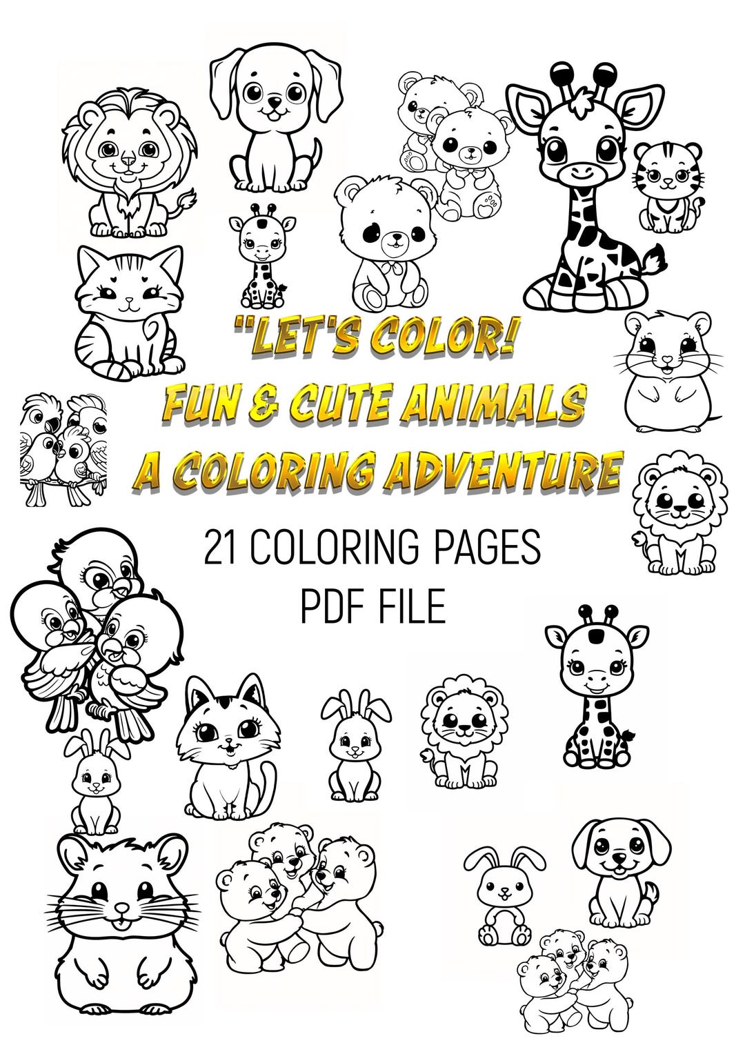 Let's Color! Fun & Cute Animals – A Coloring Adventure for Kids! - Etsy