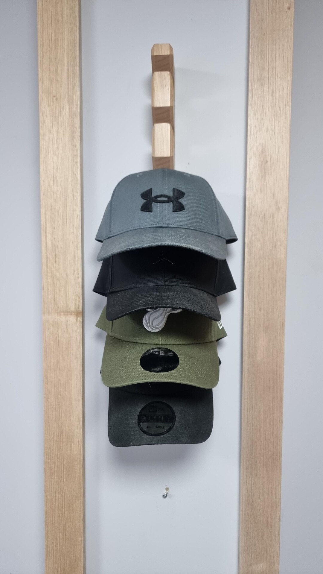 Tasmanian Oak Hardwood 6 Slot Wall Mounted Wooden Cap Holder. Timber ...