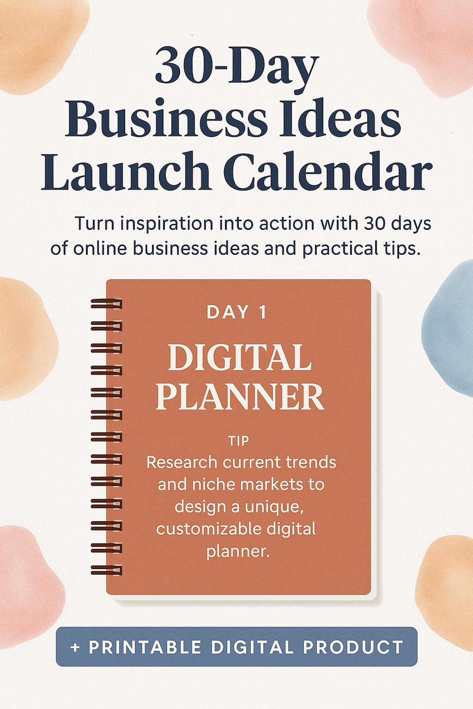 30-day Digital Business Launch Calendar | Ai-powered Workbook for Etsy ...