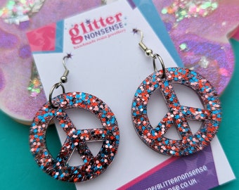 Peace Sign Earrings in Sterling Silver Peace Earrings Hippie - Etsy