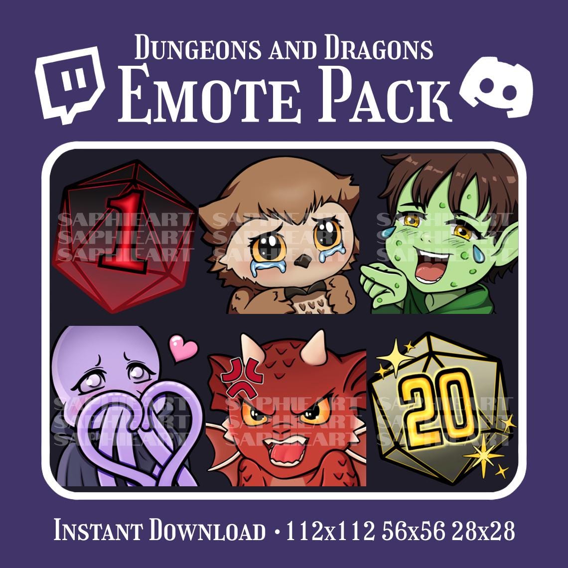 D&D / BG3 Emote Pack | 6 Emotes for Twitch / Discord | Dungeons and ...
