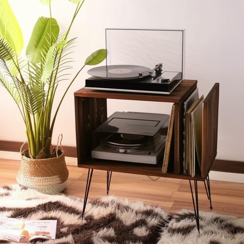 Turntable Station With Storage, Large Record Player Stand, Large Record ...