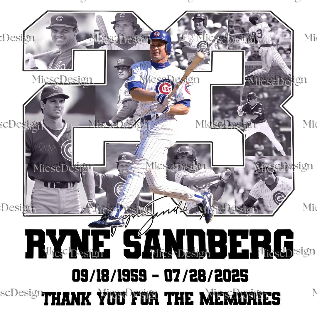 Ryne Sandberg RIP PNG SVG, Baseball Graphic Clipart, Vintage Unisex ...