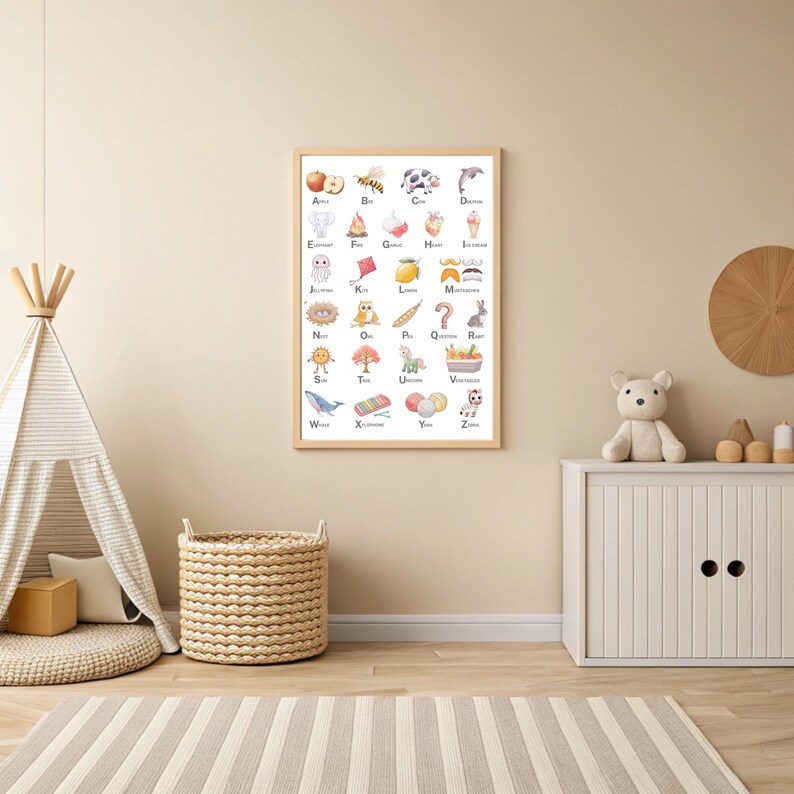 Alphabet WORDS Poster for Kids – Nursery Wall Art – Educational Print ...