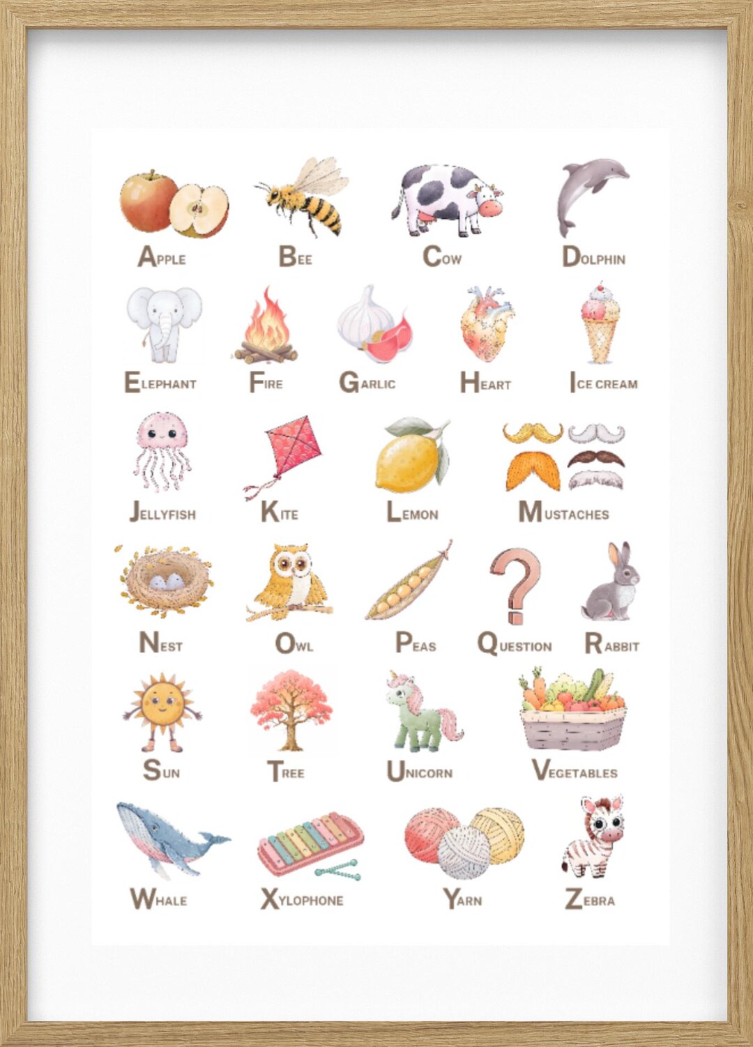 Alphabet WORDS Poster for Kids – Nursery Wall Art – Educational Print ...