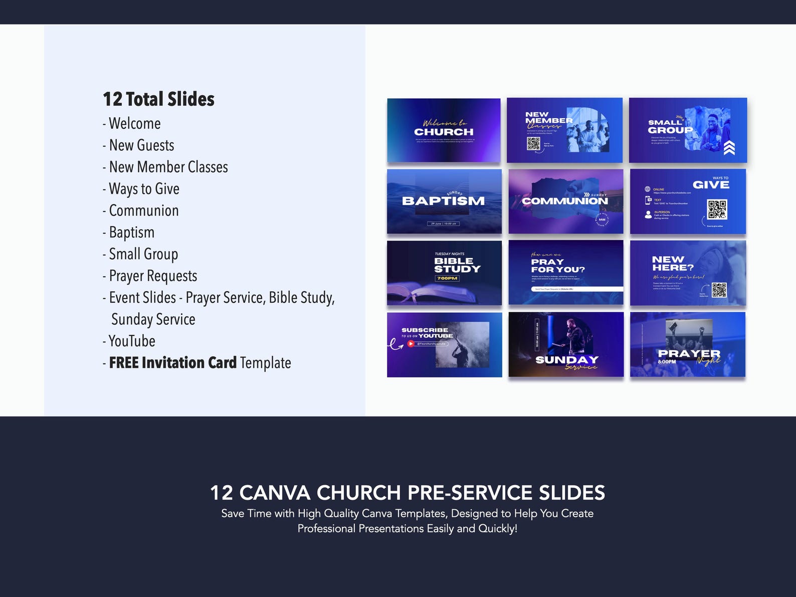 12 Canva Church Templates, Pre-service Church Slides, Church Templates, Welcome Graphics, Modern ...