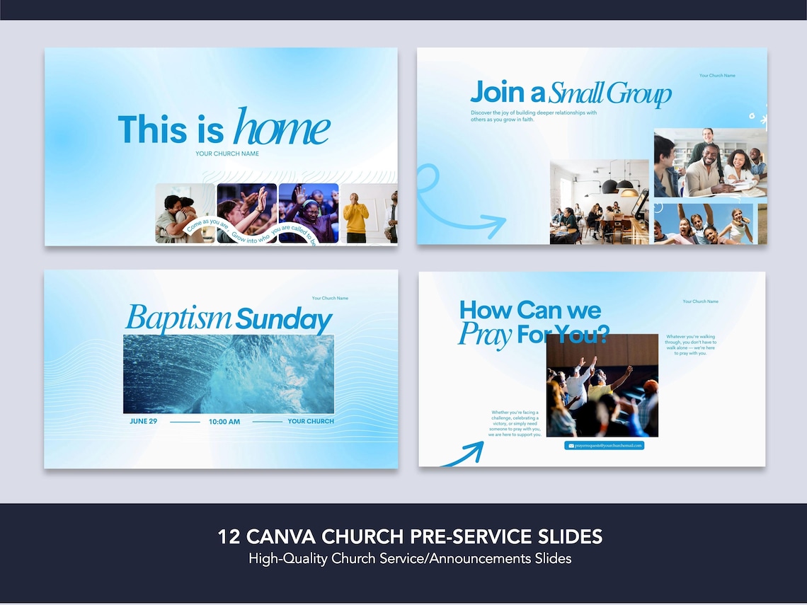 Modern Church Canva Slides Templates, Presentation Announcements ...