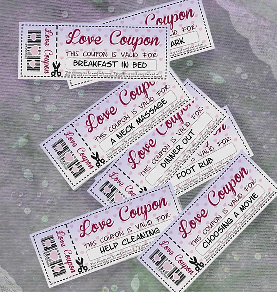 Cupones de Amor Imprimibles, Personalizables, Personalizados, Editables ...