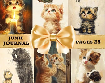 Junk Journal Pages, Cute Puppy Digital Printable Journal Pages, Dog ...