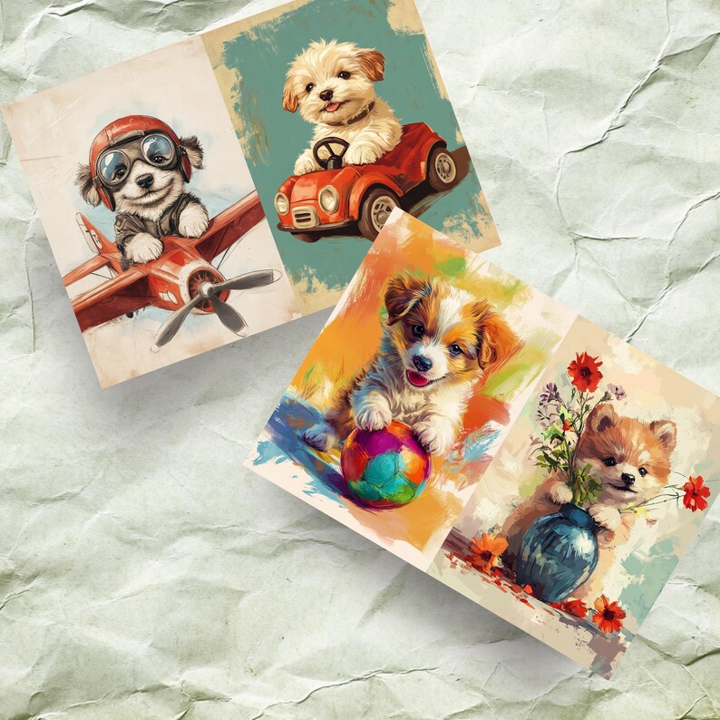 Junk Journal Pages, Cute Puppy Digital Printable Journal Pages, Dog ...