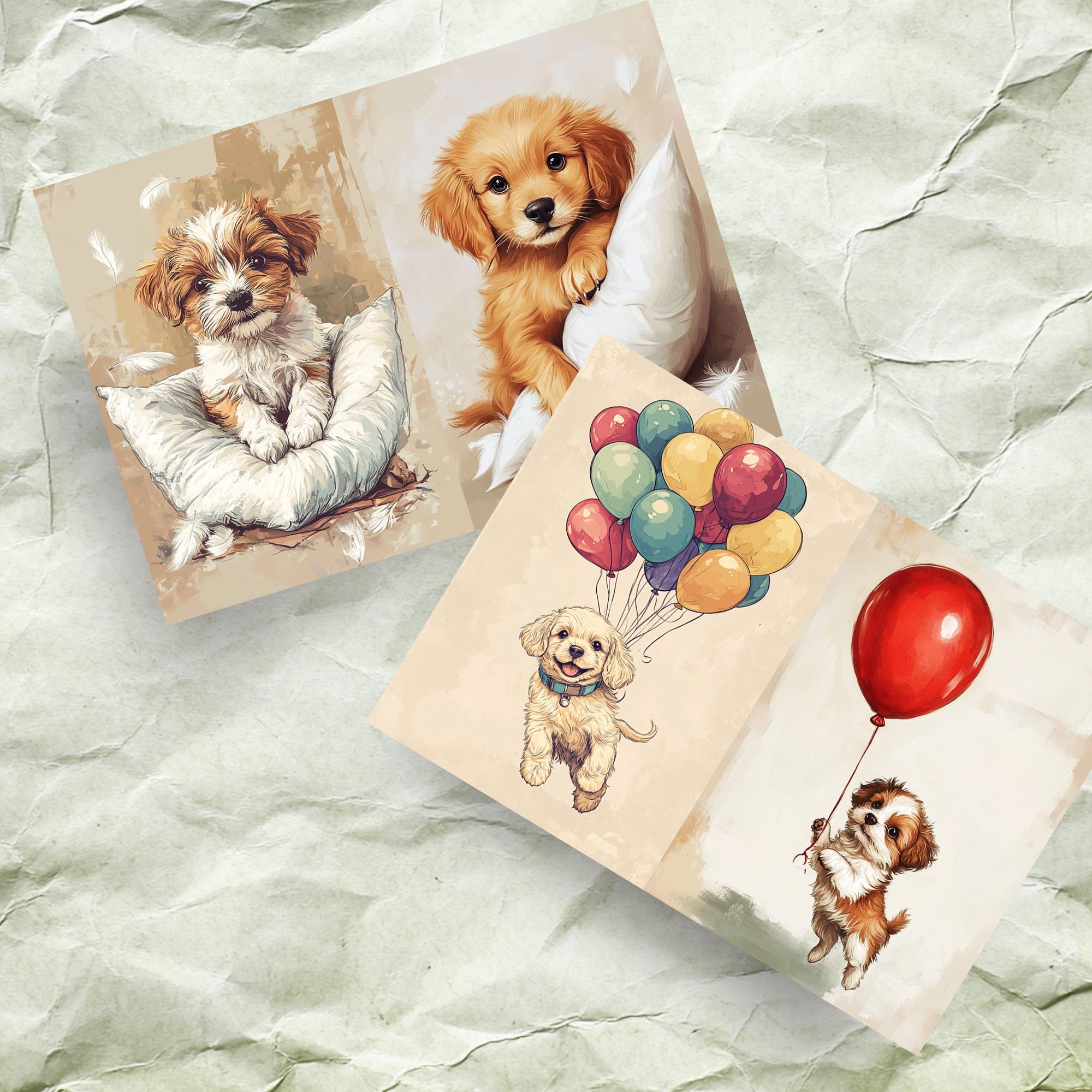 Junk Journal Pages, Cute Puppy Digital Printable Journal Pages, Dog ...