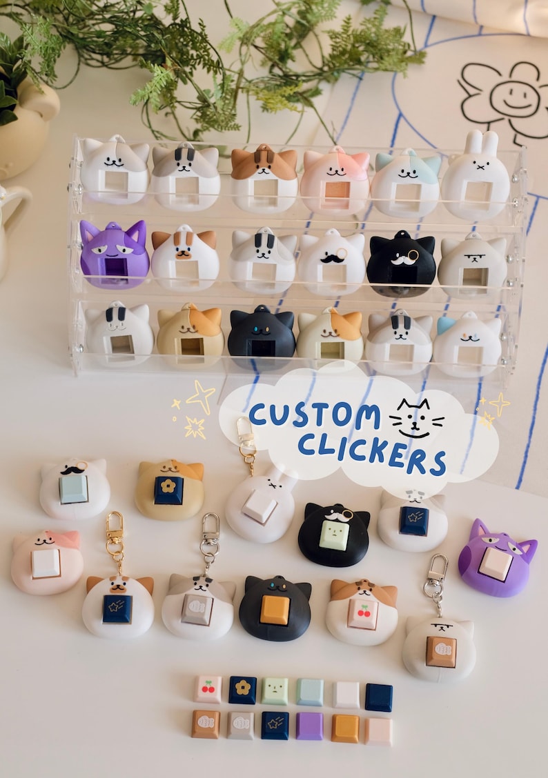 Customizable Cat Fidget Keychain | Stress Relief Clicker Toy - Etsy