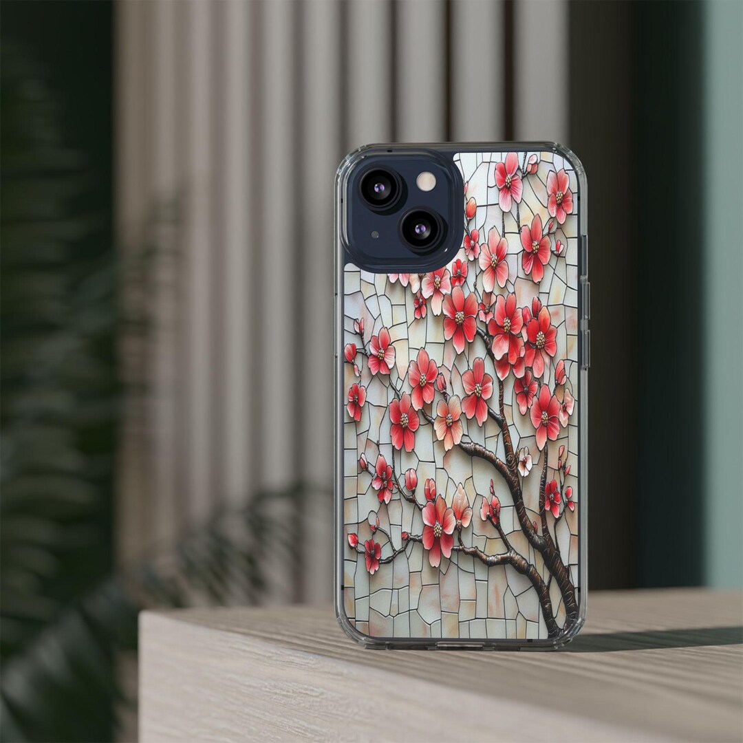 Sakura Tree Stained Glass Window Phone Case - Clear Cases for iPhone 16 ...