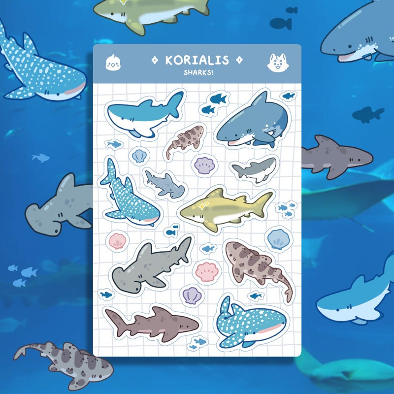 Cute Shark Sticker Sheets - Etsy