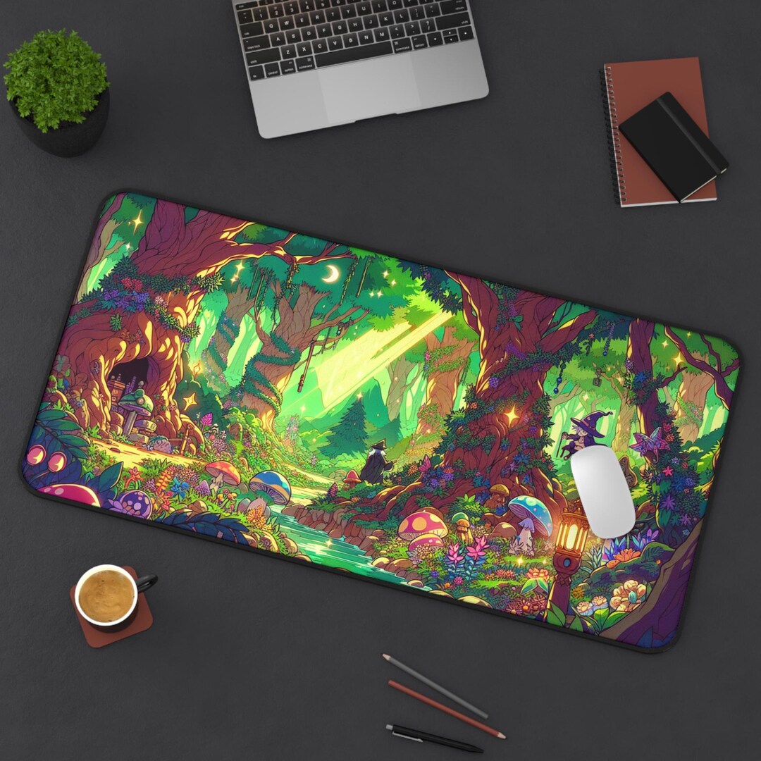 Desk Mat, Magical Forest Anime Desk Pad, Nature Lover Desk Accessories ...