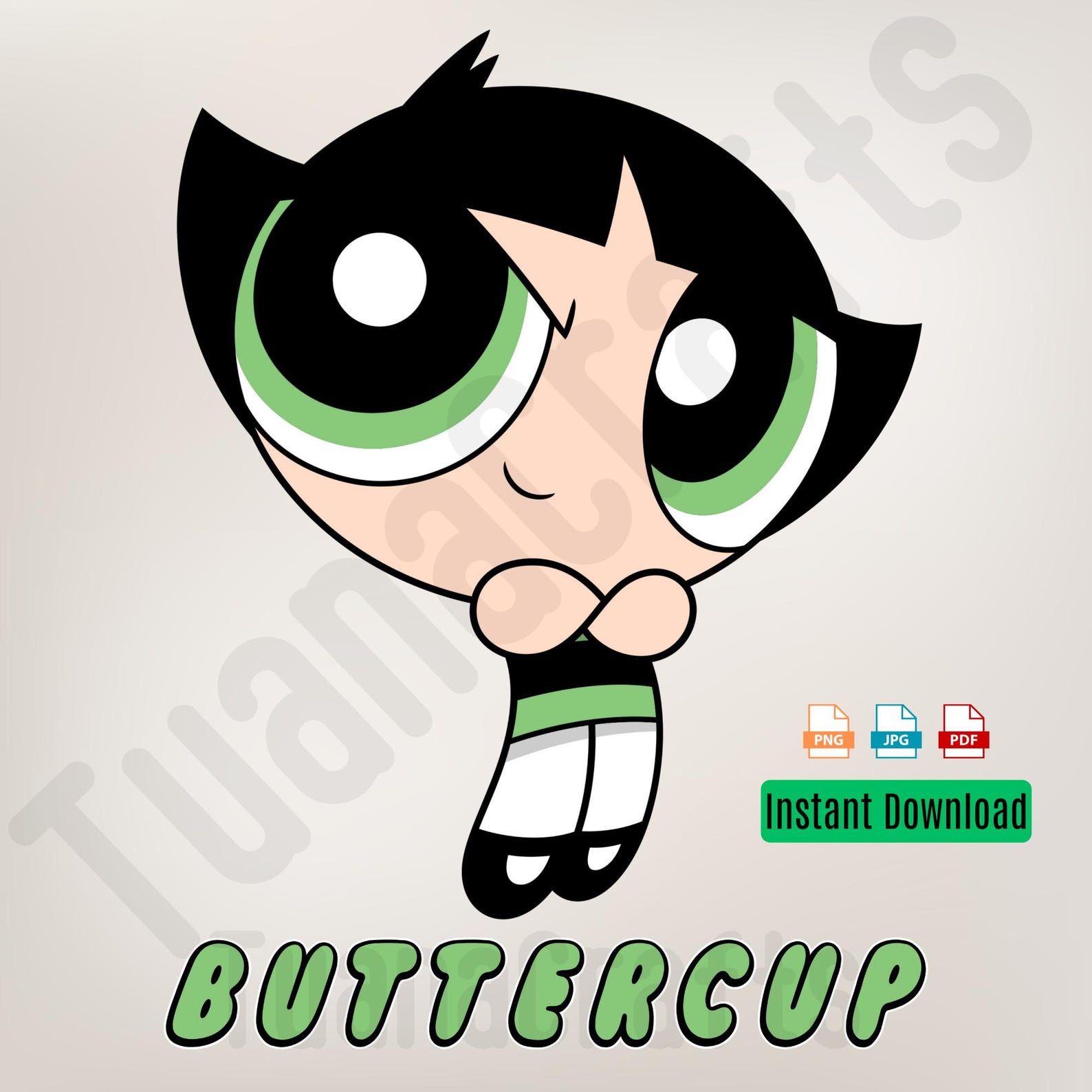 Buttercup the Powerpuff Girls Name Font + Clipart PNG - PDF - JPG ...
