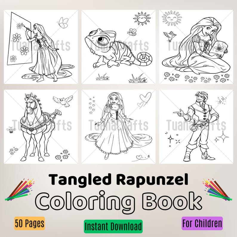Tangled Rapunzel Coloring Book Instant Download - Etsy