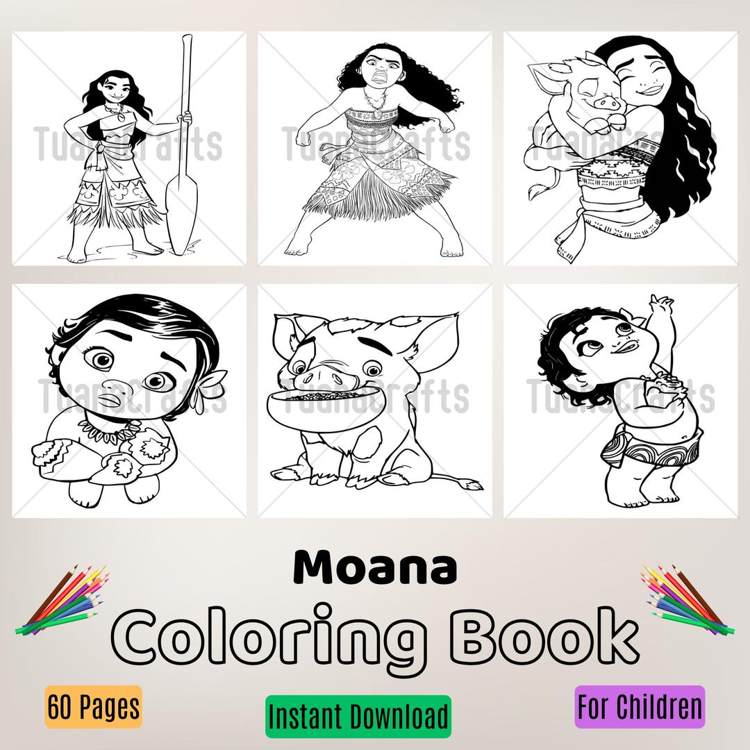 Moana Coloring Book Instant Download - Etsy