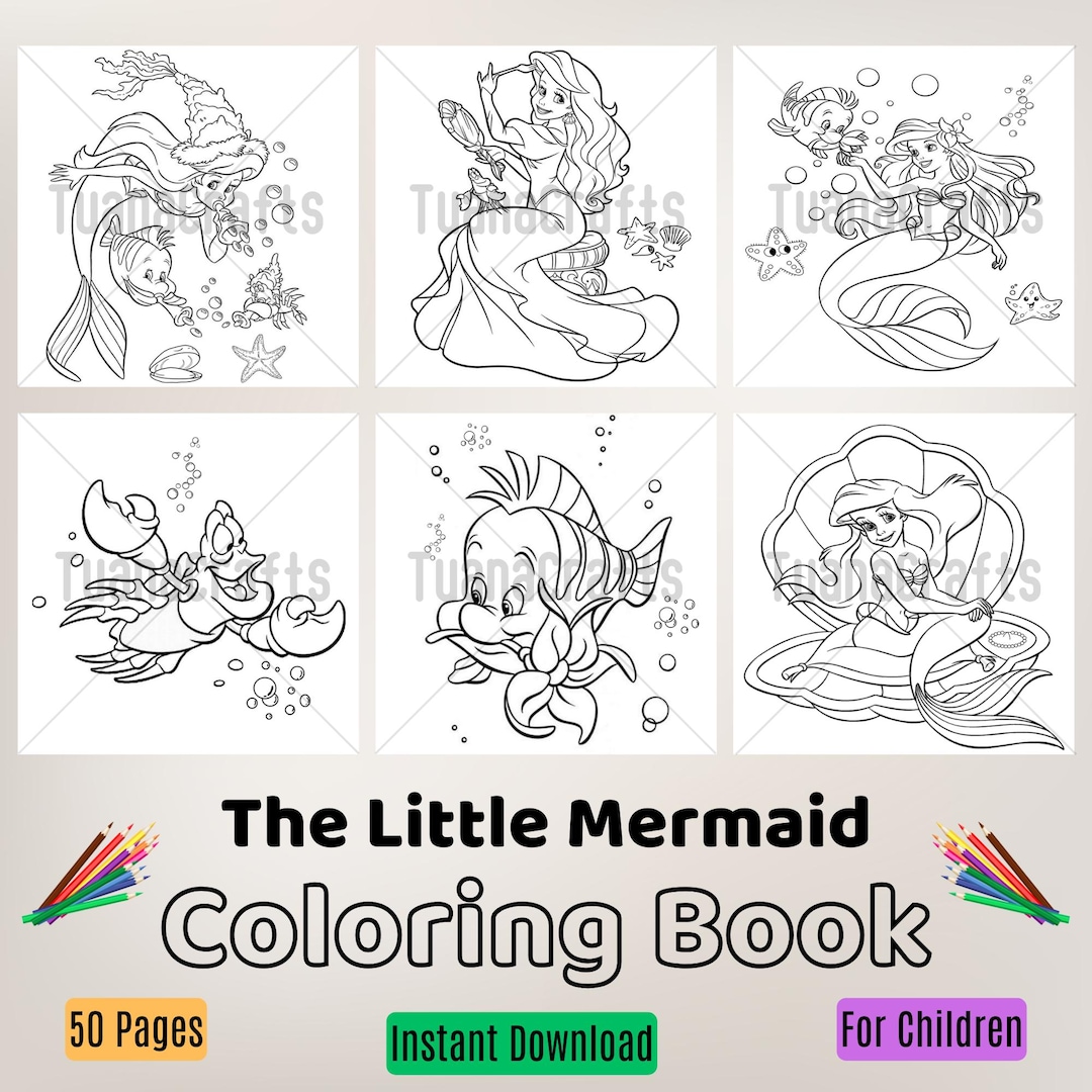 The Little Mermaid Coloring Book Instant Download - Etsy UK