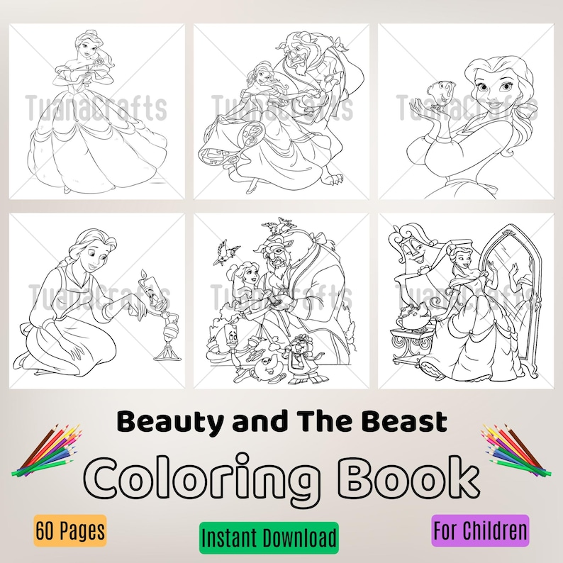 Beauty and the Beast Coloring Book Instant Download - Etsy
