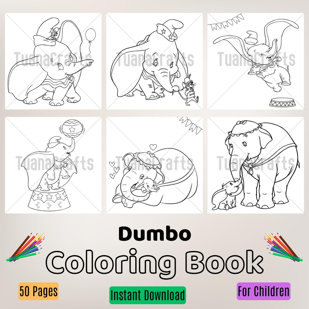 Dumbo Coloring Book Instant Download - Etsy