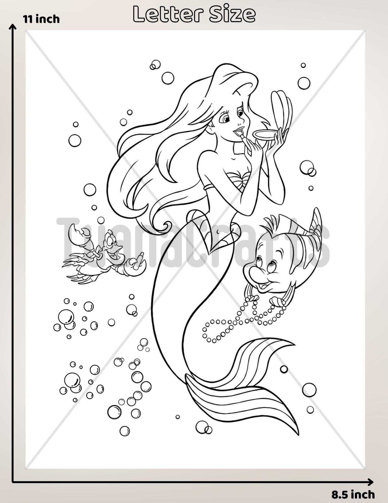 The Little Mermaid Coloring Book Instant Download - Etsy UK