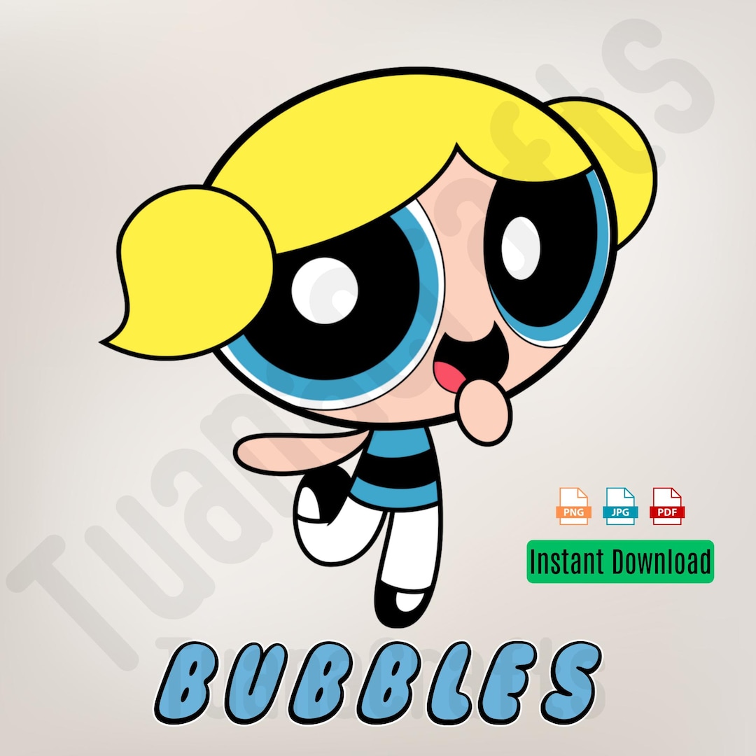 Bubbles the Powerpuff Girls Name Font + Clipart PNG - PDF - JPG ...