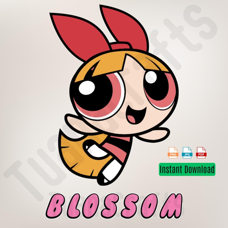 Blossom the Powerpuff Girls Name Font + Clipart PNG - PDF - JPG ...