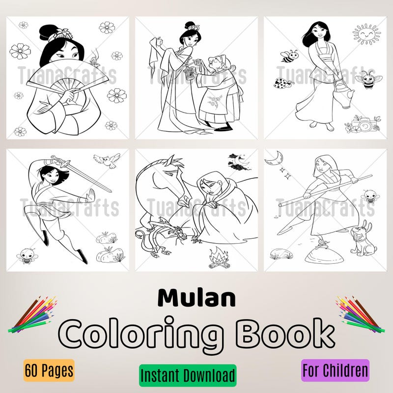 Mulan Coloring - Etsy