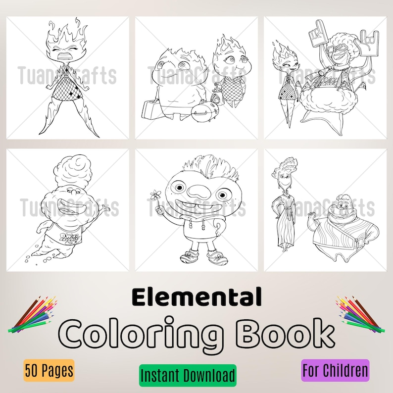 Elemental Coloring Book Instant Download - Etsy