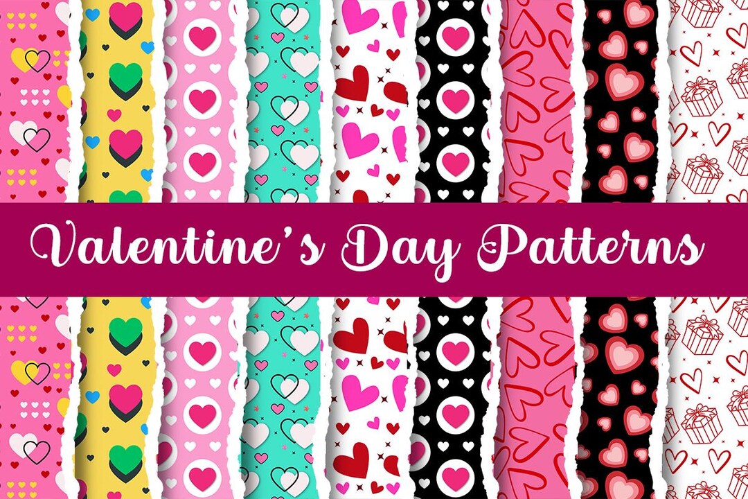 Valentine Digital Paper, Hearts Wallpaper, Valentine's Day Scrapbook ...