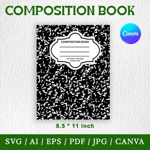 Composition Book Cover SVG: Notebook Template, Labels (digital Download ...
