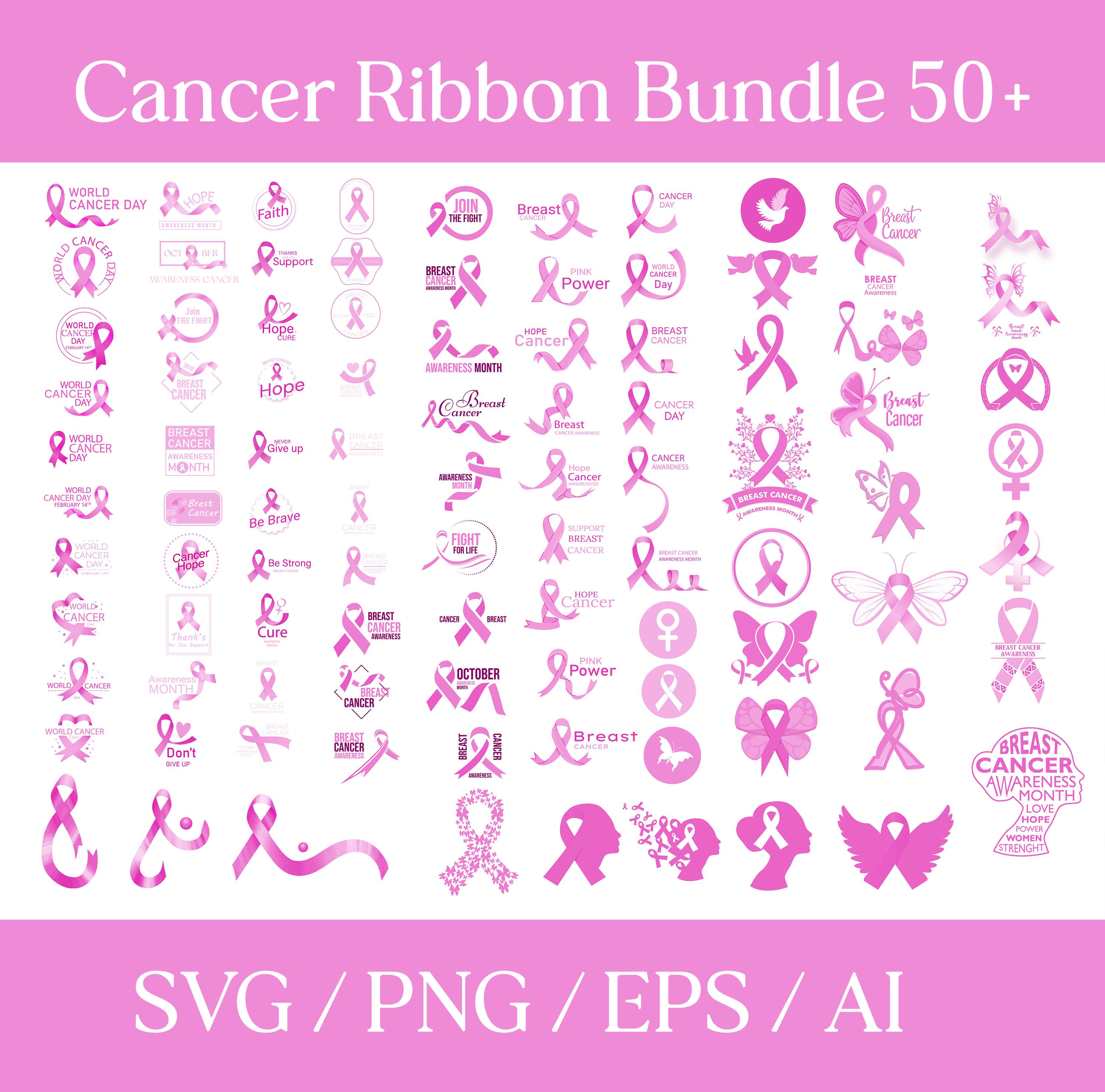 Cancer Awareness Ribbon SVG Bundle: Breast Cancer, Cricut Cut File ...