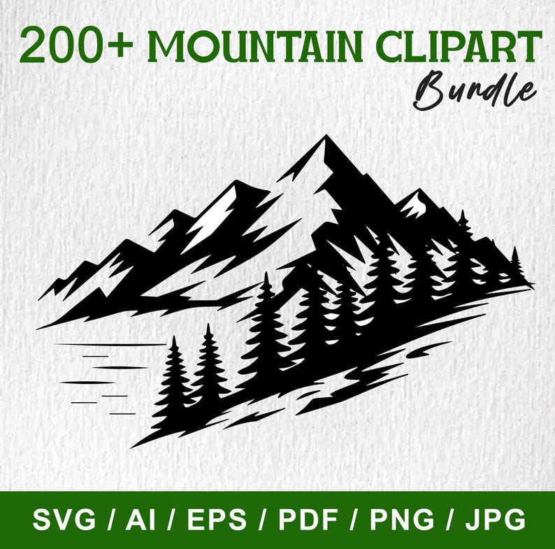 Mountain SVG Bundle: Forest Trees, Landscape Clipart (digital Download ...
