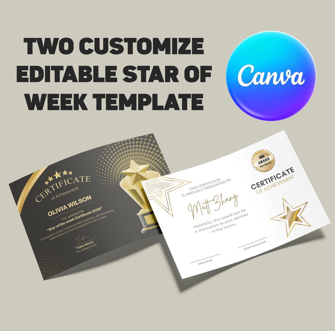 Star of Week Certificate for Office Employee Week Certificate Preschool ...