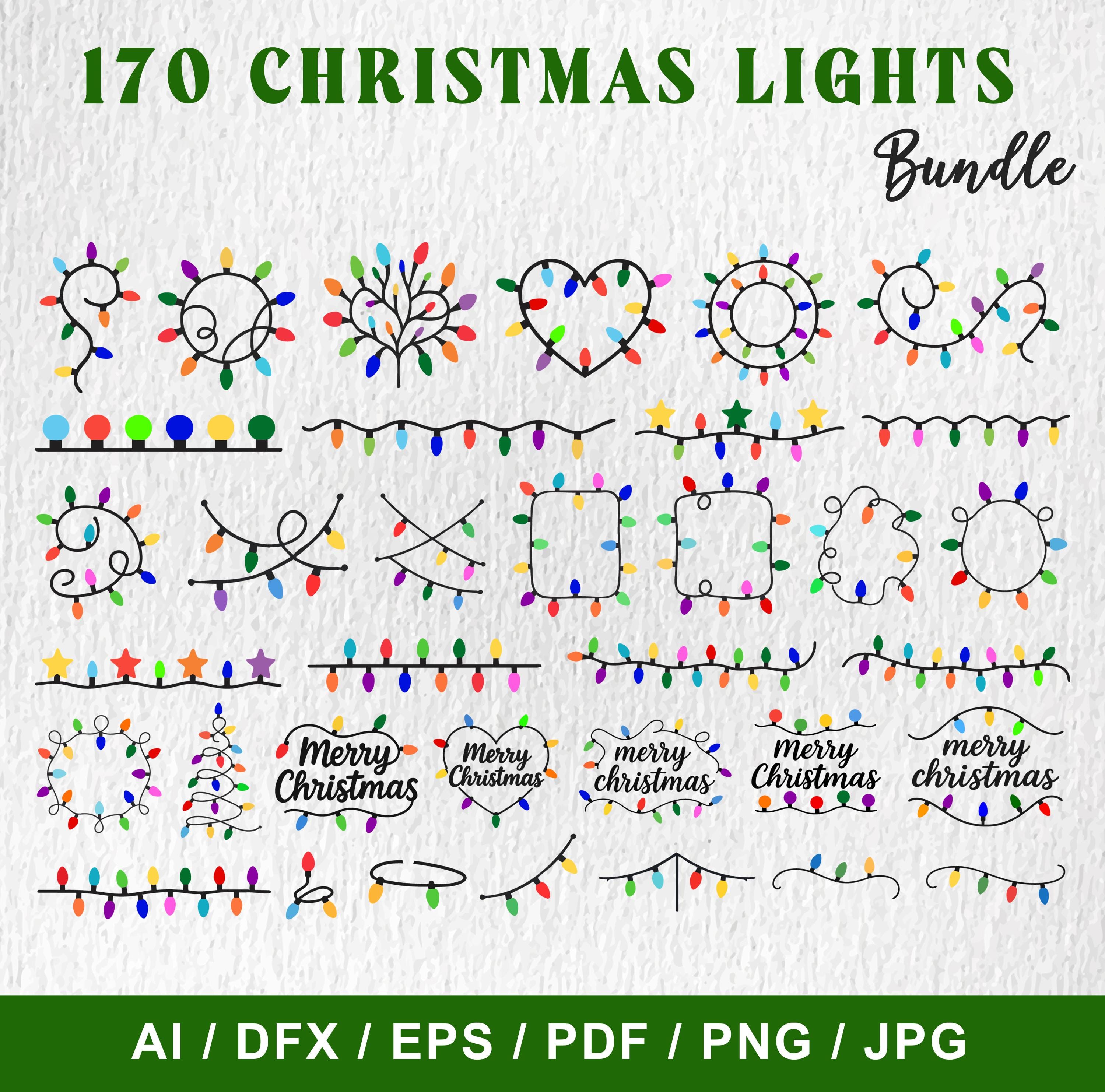 Christmas Lights SVG Bundle: Seamless Patterns, Light Strands (digital ...