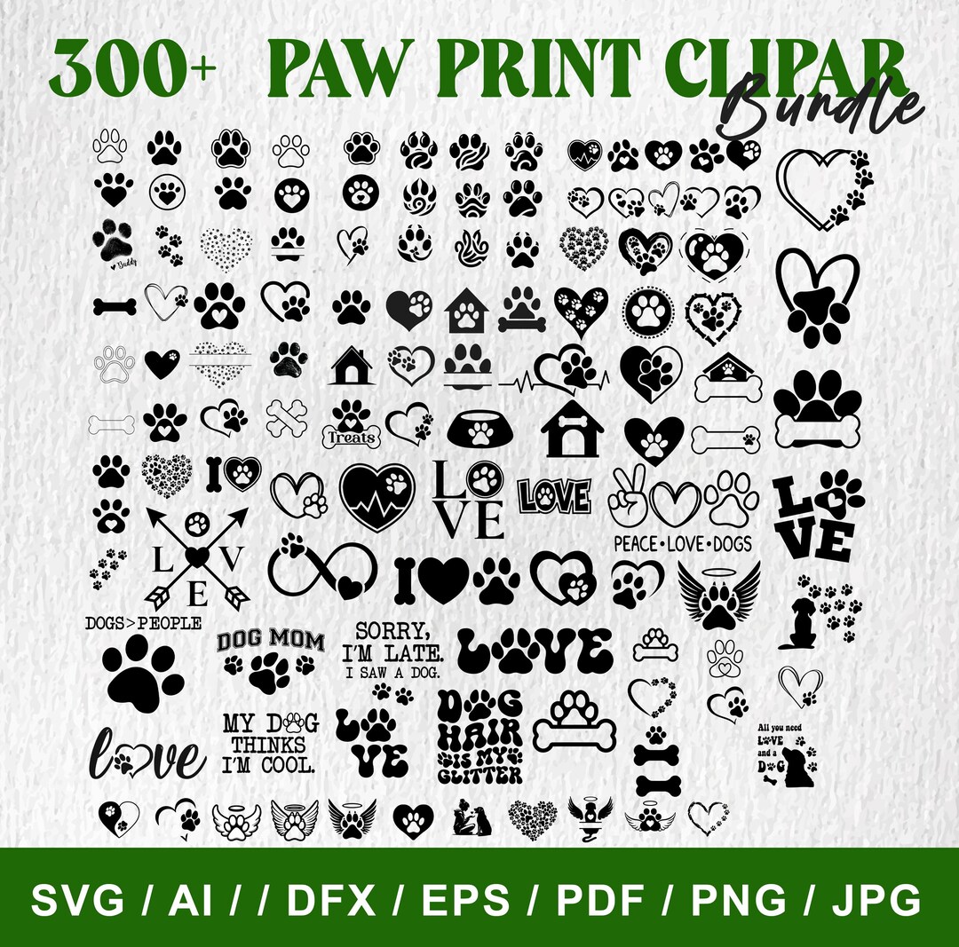 Paw Print SVG Bundle: Dog & Cat Paw Clipart (instant Download) - Etsy