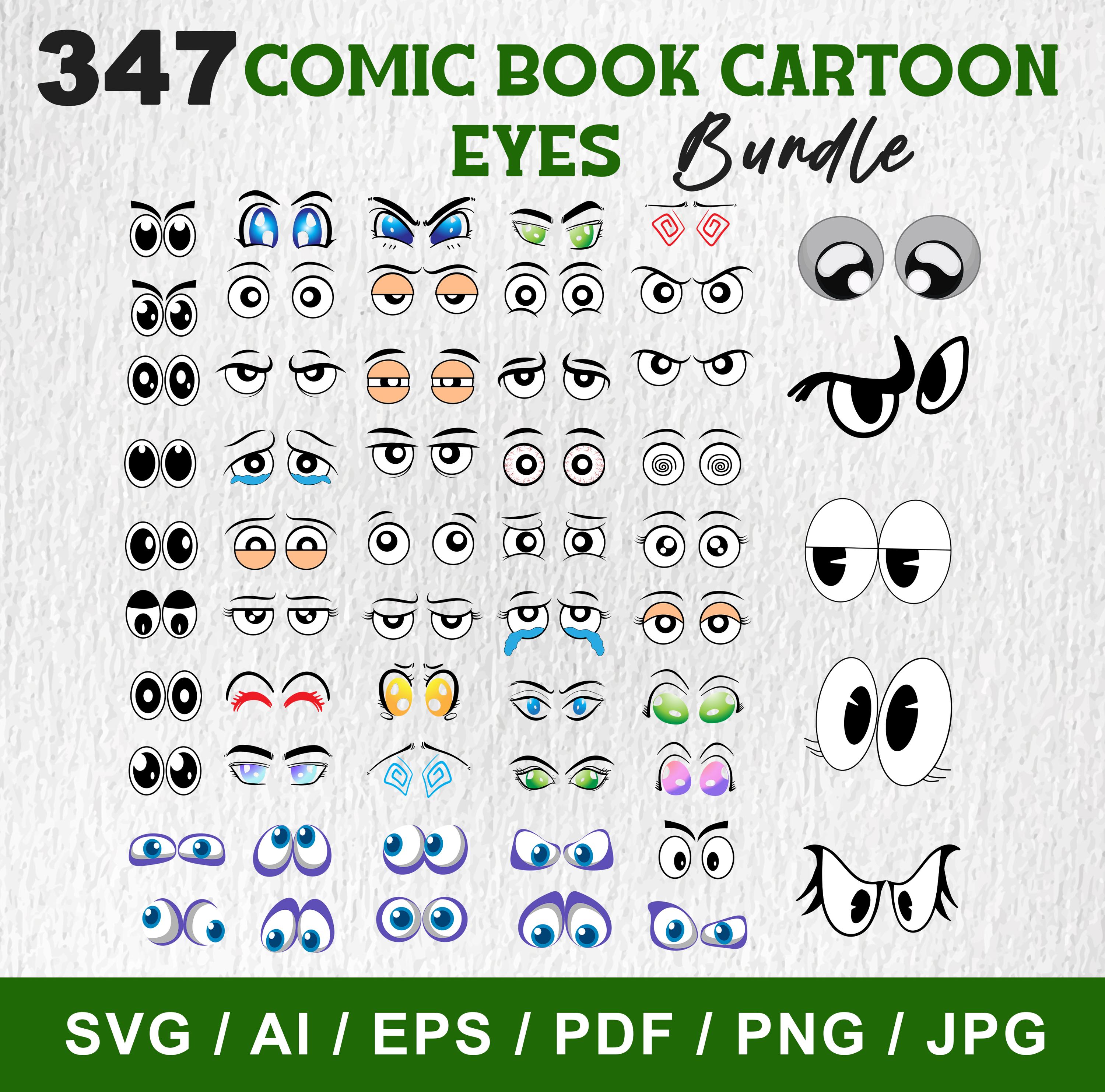 Cartoon Eyes SVG Bundle: Comic, Googly Eyes Cut Files (digital Download ...