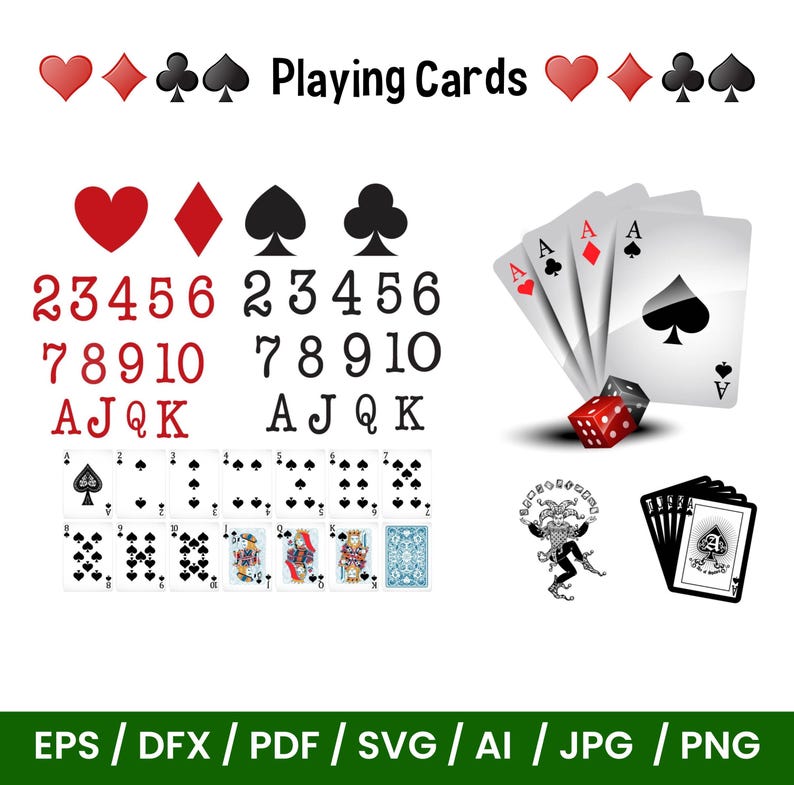 Full Deck Playing Cards SVG, Poker Clipart (digital Download) - Etsy