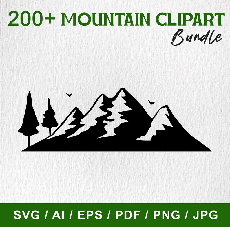 Mountain SVG Bundle: Forest Trees, Landscape Clipart (digital Download ...